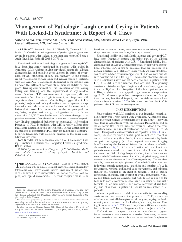 (PDF) Management of Pathologic Laughter and Crying in Patients With ...