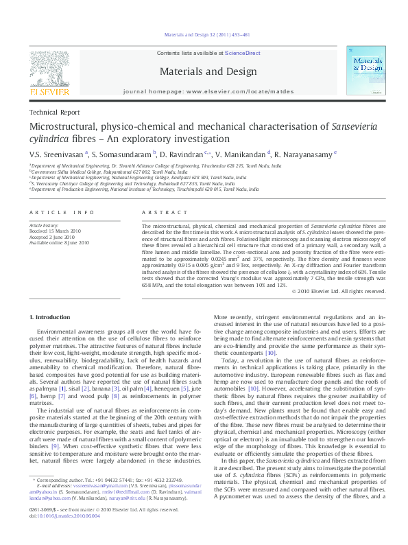 (PDF) Microstructural, physico-chemical and mechanical characterisation of Sansevieria ...