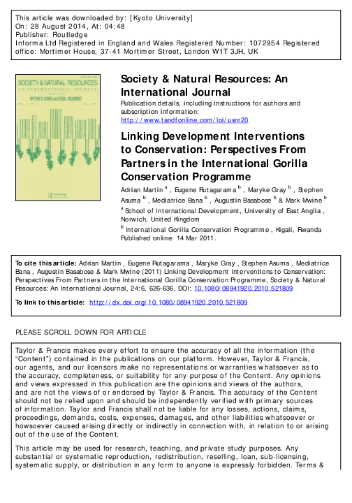 (PDF) Linking Development Interventions to Conservation: Perspectives ...