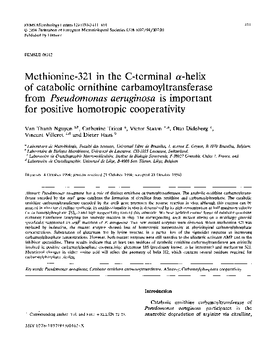 Methionine-321 in the C-terminal α-helix of catabolic ornithine ...