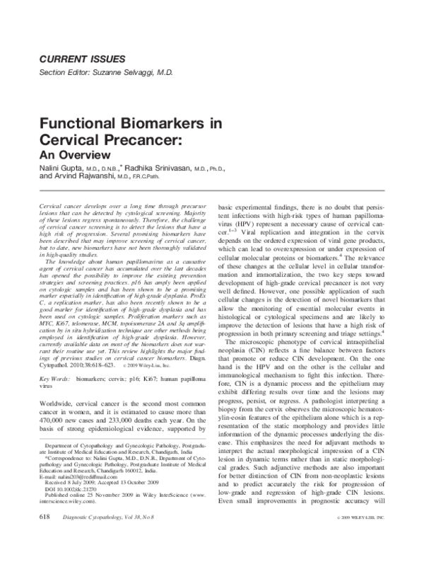 (PDF) Functional biomarkers in cervical precancer: An overview