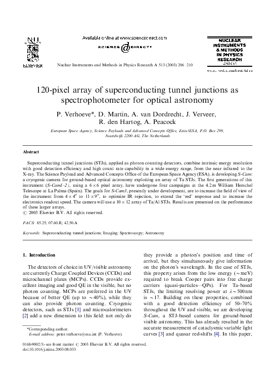 Pdf 120 Pixel Array Of Superconducting Tunnel Junctions As