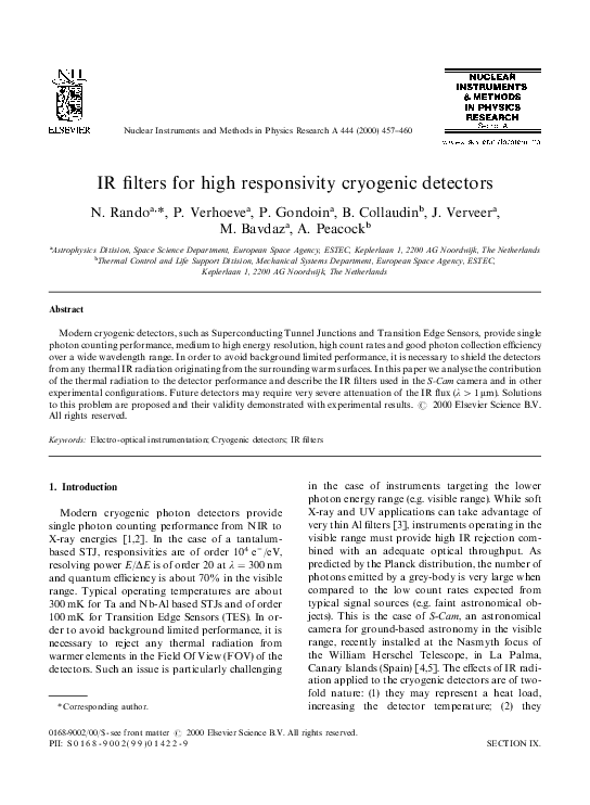 (PDF) Optimizing IR Filters for Cryogenic Detector Performance