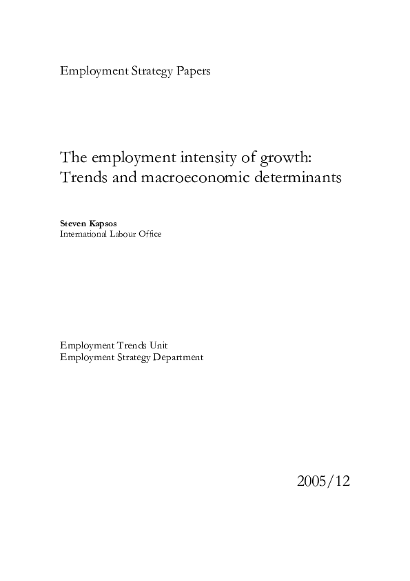 (PDF) The Employment Intensity of Growth: Trends and Macroeconomic ...