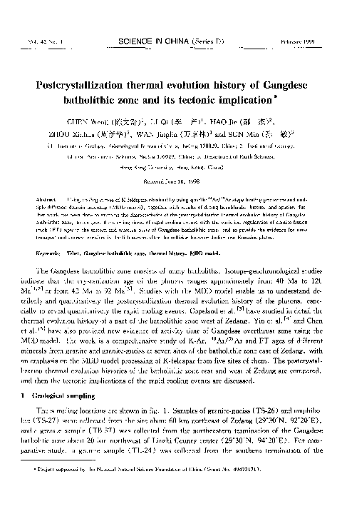 (PDF) Postcrystallization thermal evolution history of Gangdese ...