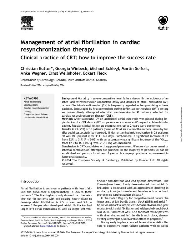(PDF) Management of atrial fibrillation in cardiac resynchronization ...