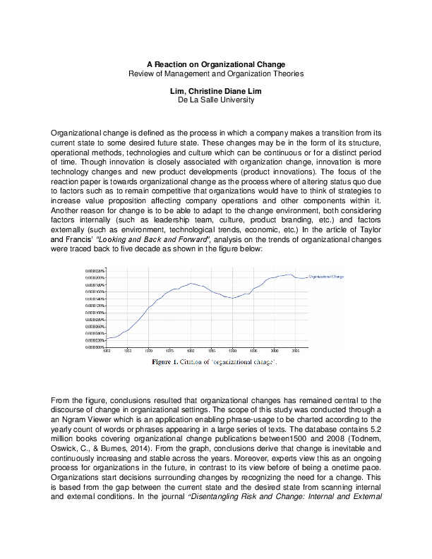 (PDF) A Reaction on Organizational Change Review of Management and ...
