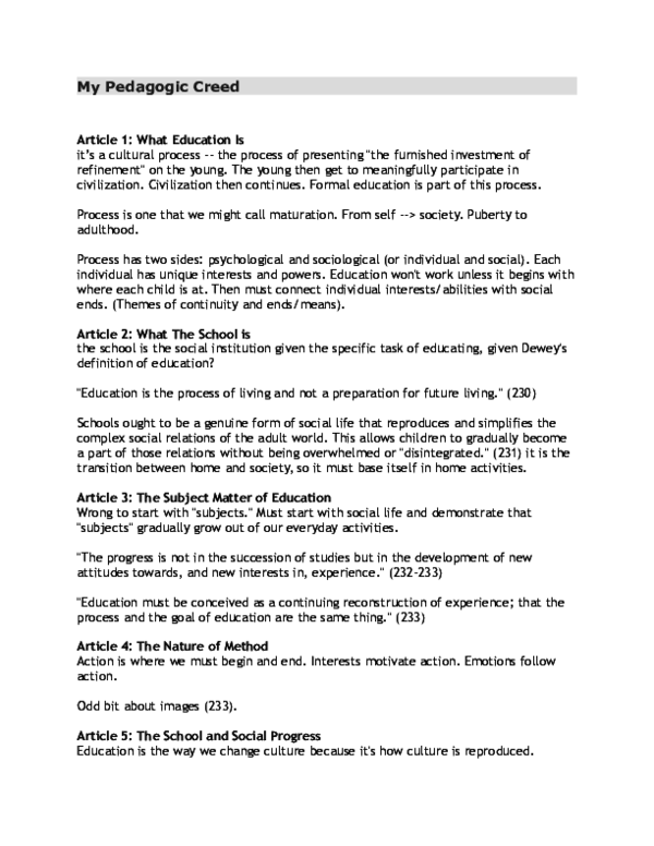 (DOC) My Pedagogic Creed