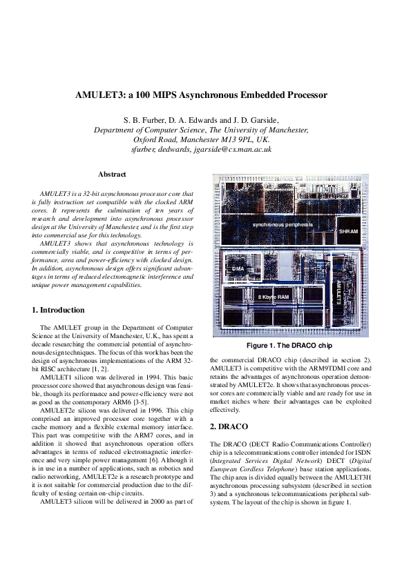 (PDF) AMULET3: a 100 MIPS asynchronous embedded processor