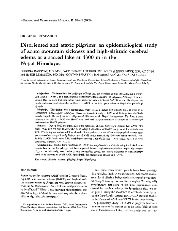 (PDF) Disoriented and ataxic pilgrims: an epidemiological study of ...