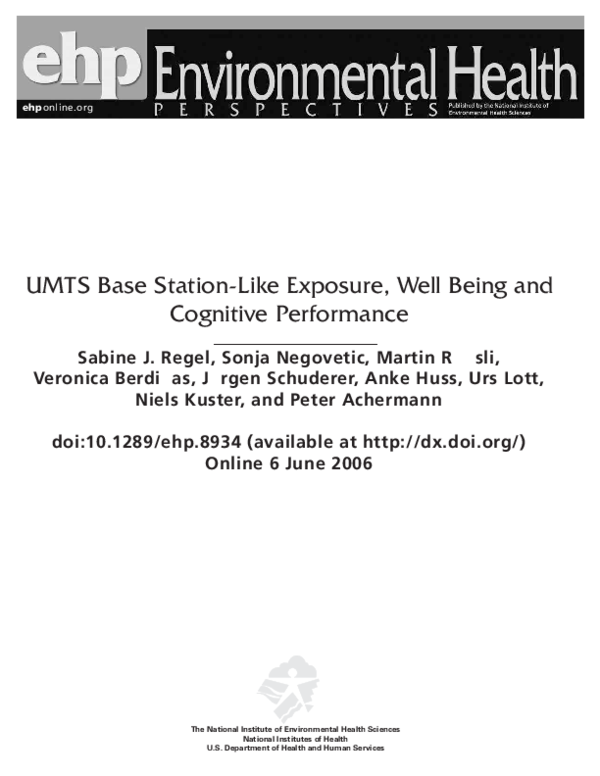 (PDF) UMTS Base Station-like Exposure, Well-Being, and Cognitive ...