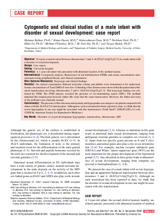 (PDF) Cytogenetic and clinical studies of a male infant with disorder ...