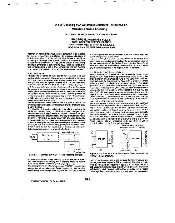 (PDF) A self-checking PLA automatic generator tool based on unordered codes encoding