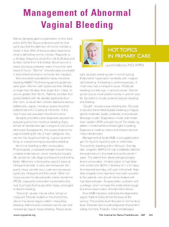 (PDF) Management of Abnormal Vaginal Bleeding