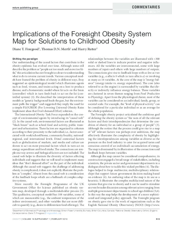 (PDF) Implications of the Foresight Obesity System Map for Solutions to ...