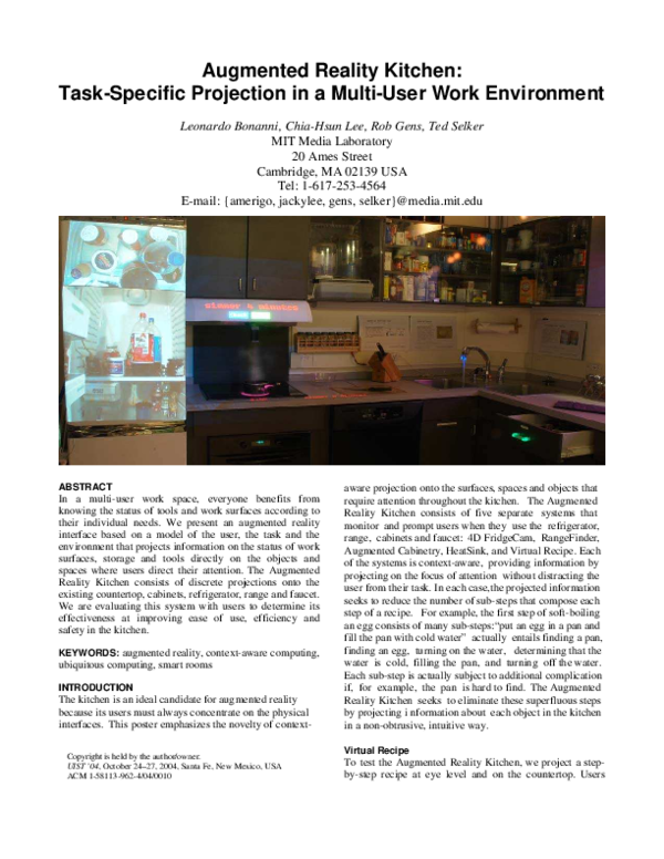 (PDF) Augmented Reality Kitchen: Task-Specific Projection in a Multi ...