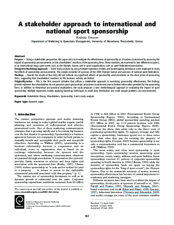 (PDF) A stakeholder approach to international and national sport ...