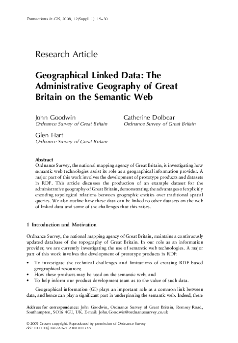 (PDF) Geographical Linked Data: The Administrative Geography of Great Britain on the Semantic Web