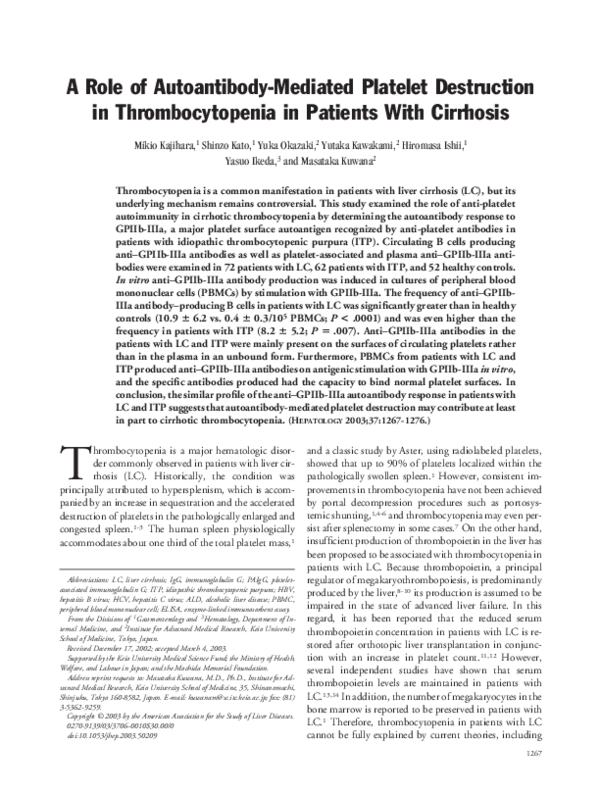(PDF) A role of autoantibody-mediated platelet destruction in ...