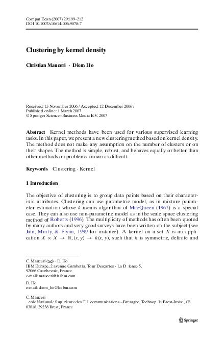 (PDF) Clustering by kernel density