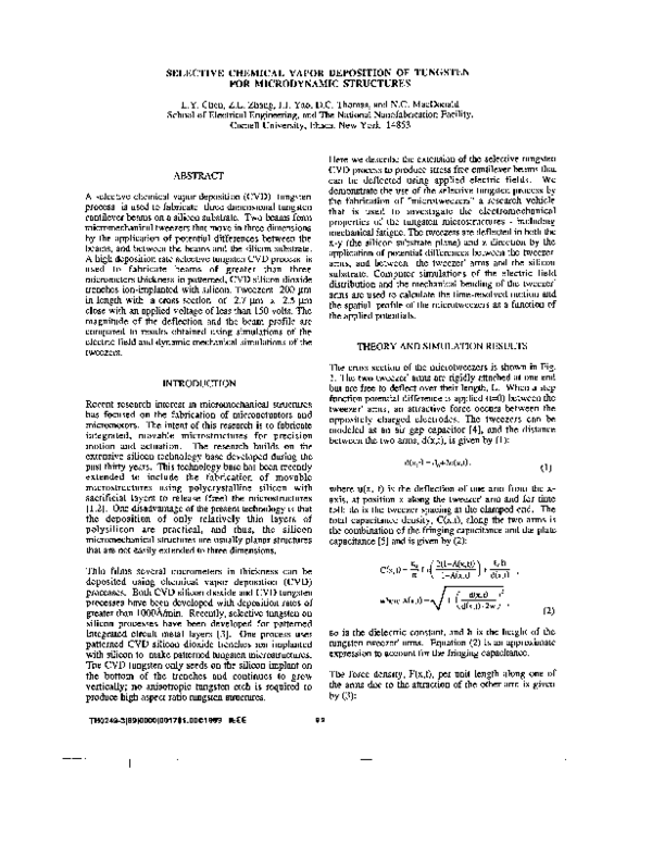 (PDF) Selective chemical vapor deposition of tungsten for microdynamic ...