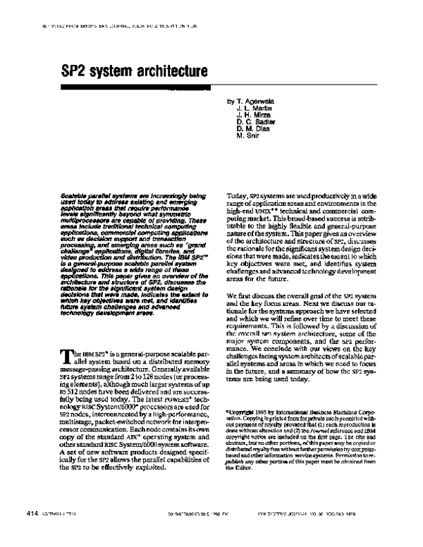 (PDF) SP2 system architecture | Daniel Dias - Academia.edu
