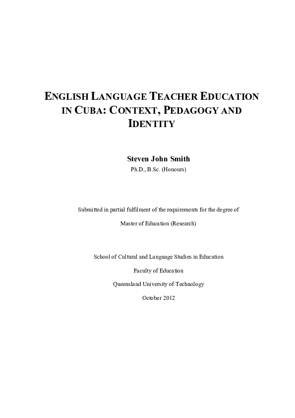 (PDF) ENGLISH LANGUAGE TEACHER EDUCATION IN CUBA: CONTEXT, PEDAGOGY AND ...