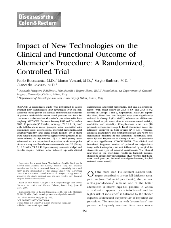 (PDF) Impact of New Technologies on the Clinical and Functional Outcome ...