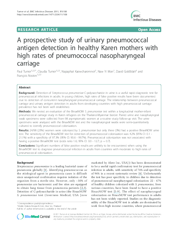 (PDF) A prospective study of urinary pneumococcal antigen detection in ...