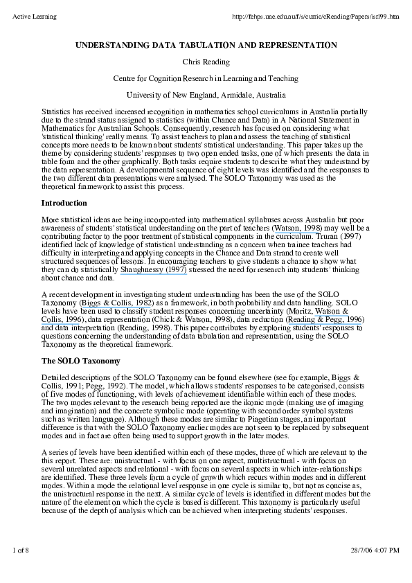 (PDF) Understanding data tabulation and representation