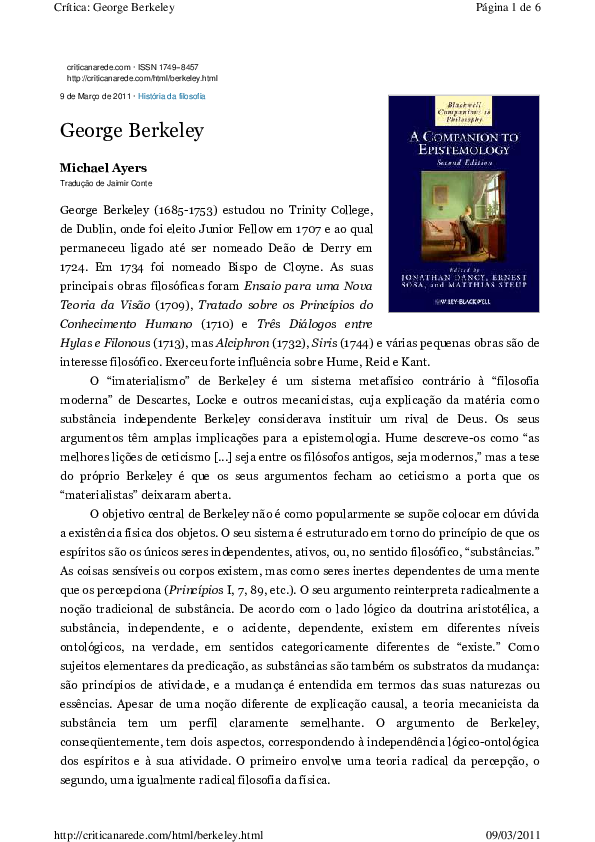 (PDF) George Berkeley, de Michael Ayers