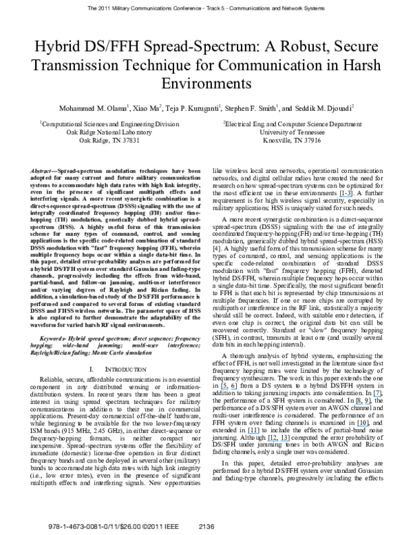 (PDF) Hybrid DS/FFH spread-spectrum: A robust, secure transmission technique for communication ...