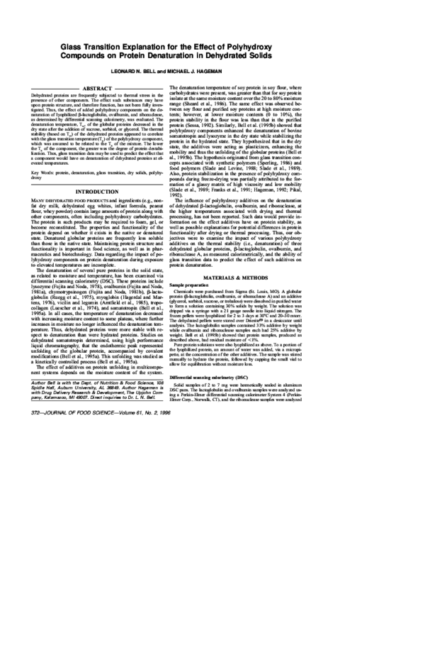 (PDF) Glass Transition Explanation for the Effect of Polyhydroxy ...