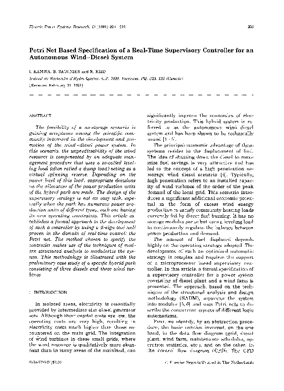 (PDF) Petri net based specification of a real-time supervisory controller for an autonomous wind ...