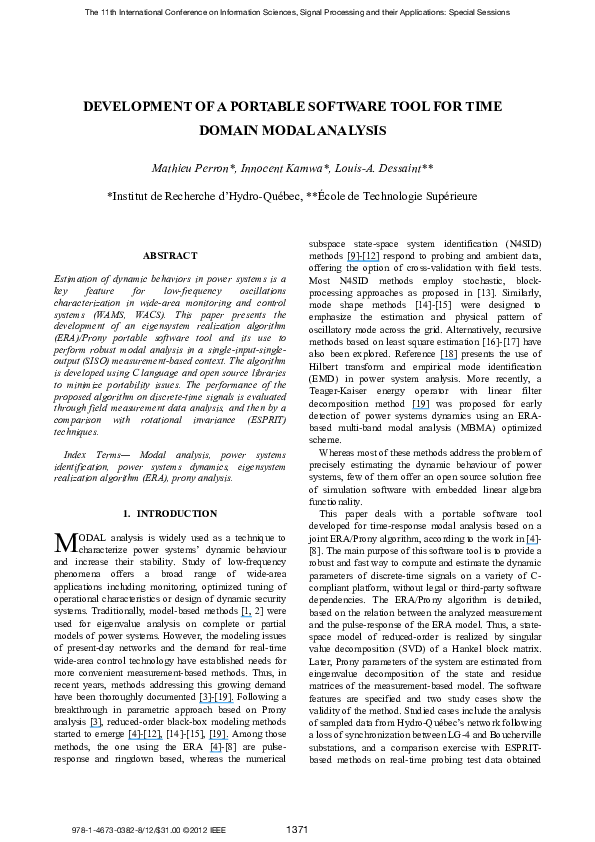 (PDF) Development of a portable software tool for time domain modal analysis