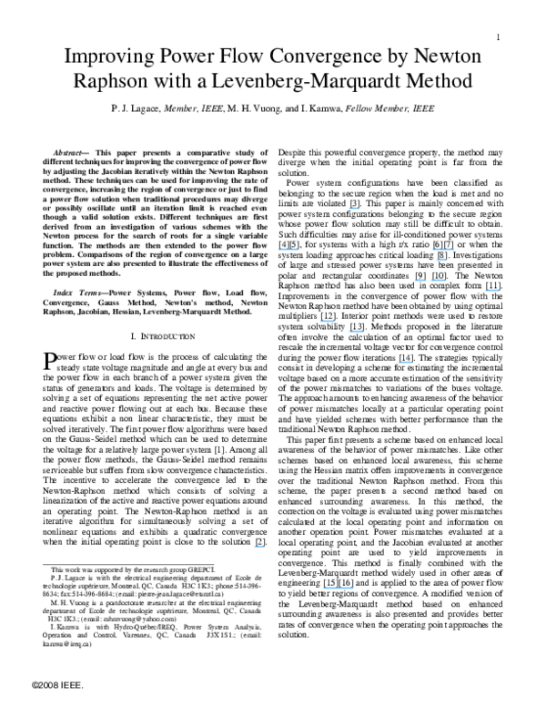 (PDF) Improving power flow convergence by Newton Raphson with a ...