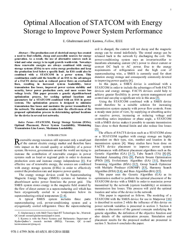 (PDF) Optimal allocation of STATCOM with energy storage to improve power system performance