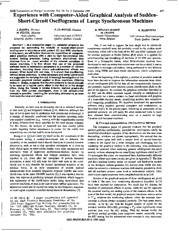 Pdf Experimental Determination Of Synchronous Machine Parameters L Salvatore