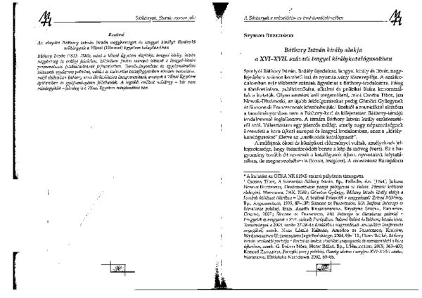 Báthory István király alakja a 16.–17. századi lengyel ...