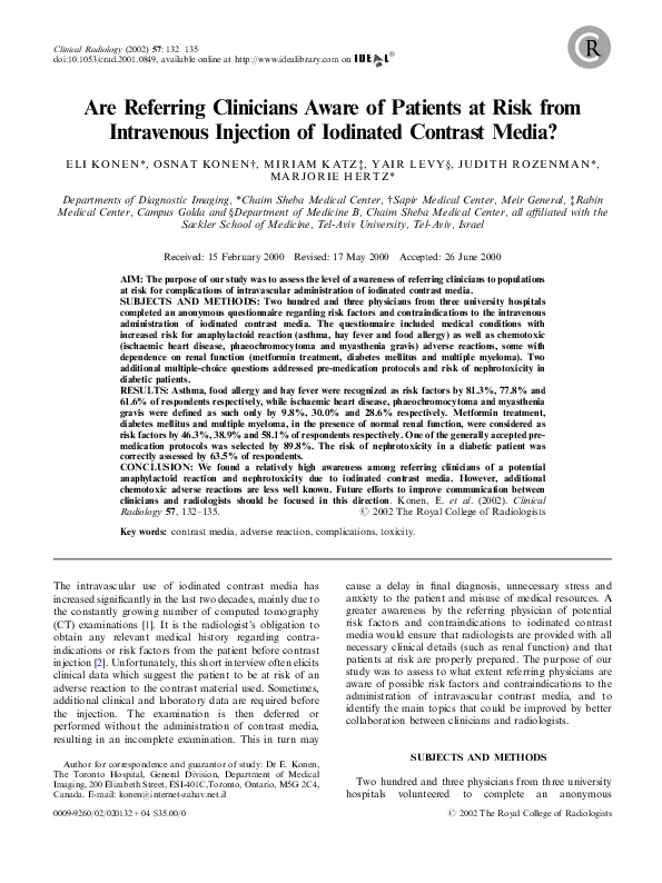 (PDF) Are Referring Clinicians Aware of Patients at Risk from ...