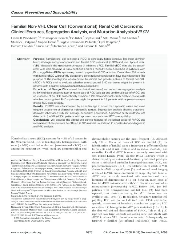 (PDF) Familial non-VHL clear cell (conventional) renal cell carcinoma ...