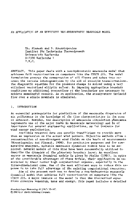 (PDF) An application of an efficient non-hydrostatic mesoscale model