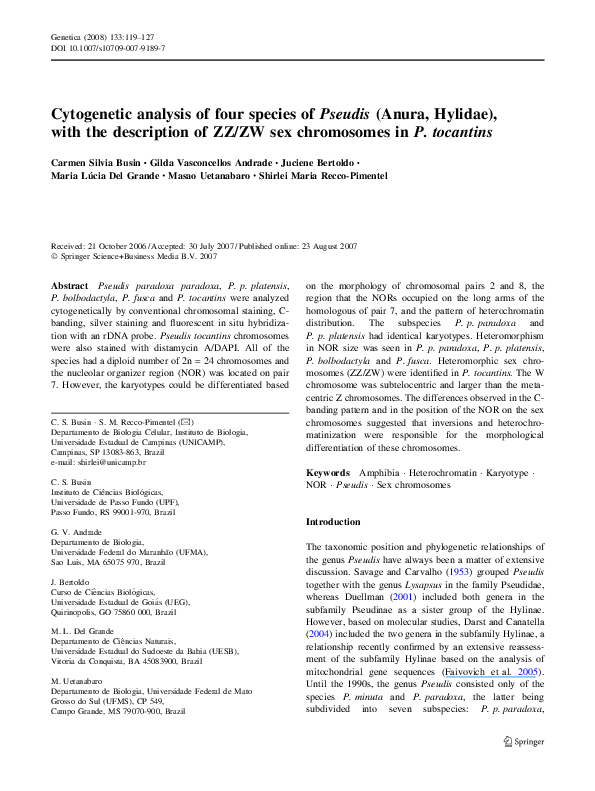 (PDF) Cytogenetic analysis of four species of Pseudis (Anura, Hylidae ...