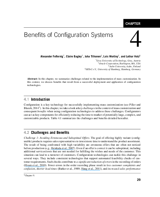 (PDF) Benefits of Configuration Systems
