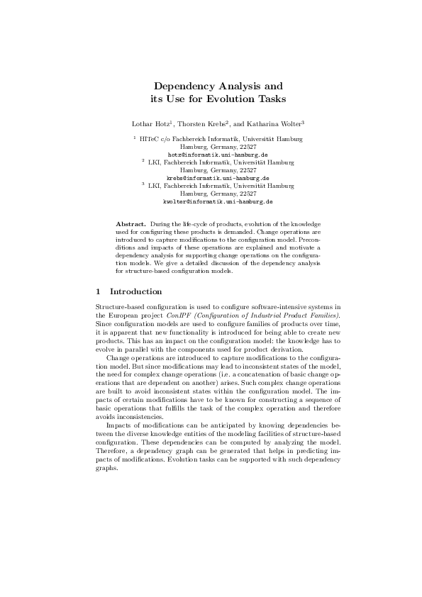 Pdf Dependency Analysis And Its Use For Evolution Tasks