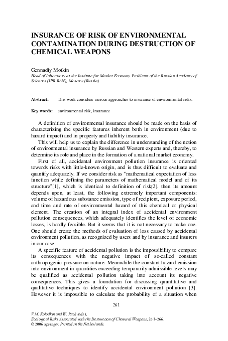 (PDF) [NATO Security through Science Series] Ecological Risks ...