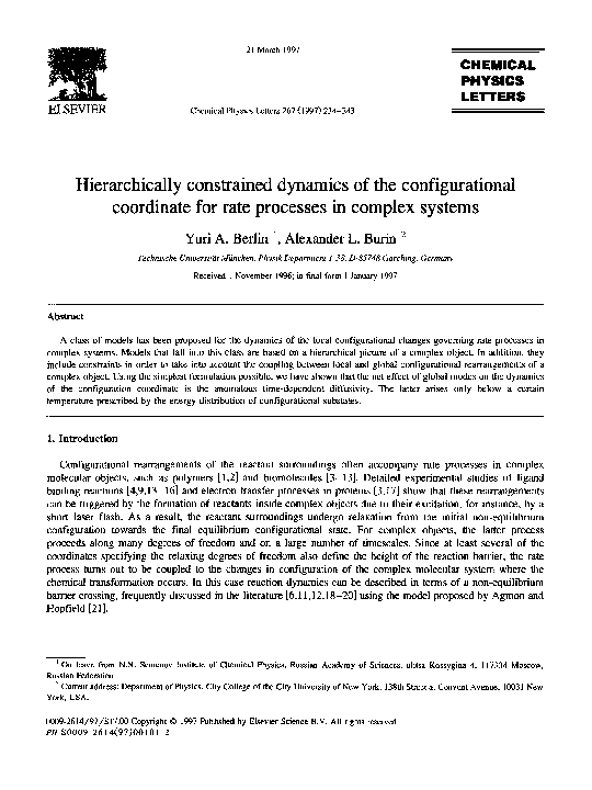 Pdf Hierarchically Constrained Dynamics Of The Configurational Coordinate For Rate Processes