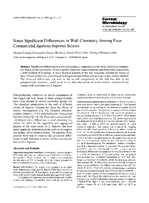 (PDF) Some significant differences in wall chemistry among four commercial Agaricus bisporus strains