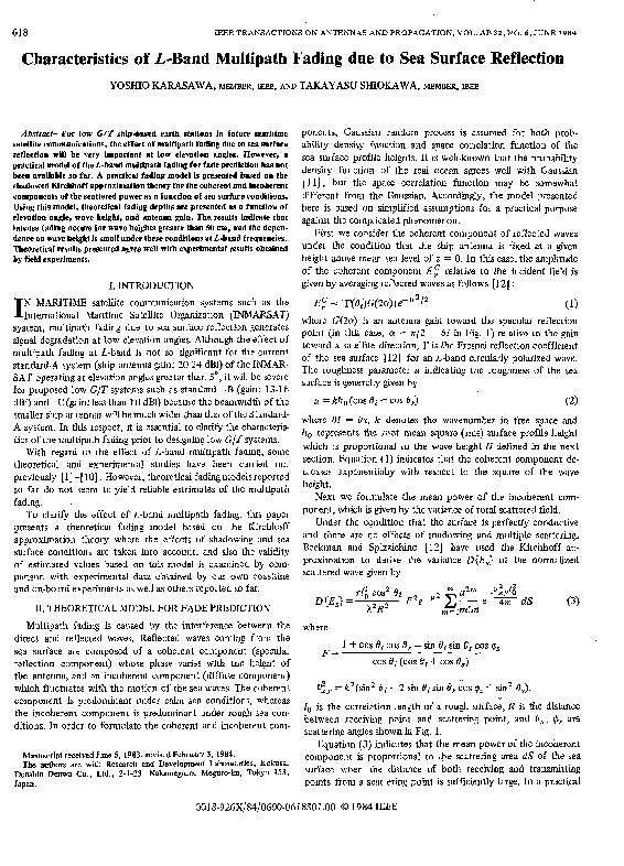 (PDF) Characteristics of L-Band Multipath Fading due to Sea Surface ...