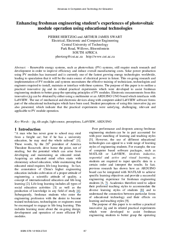 (PDF) Innovative Jig for Teaching PV Module Operation